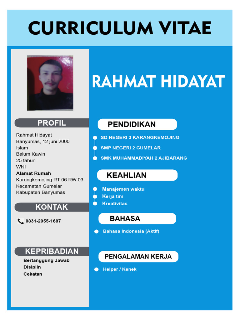 Cv Rahmat Hidayat | PDF