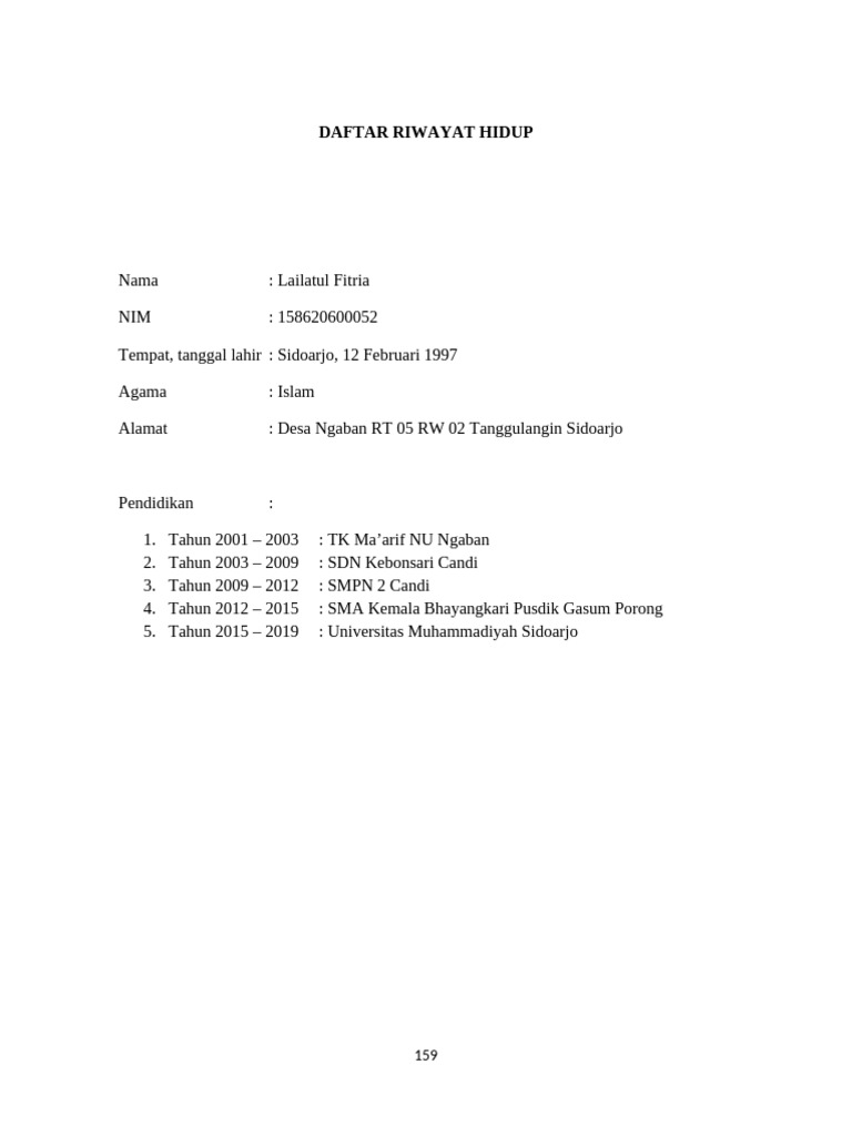 Daftar Riwayat Hidup Skrip | PDF