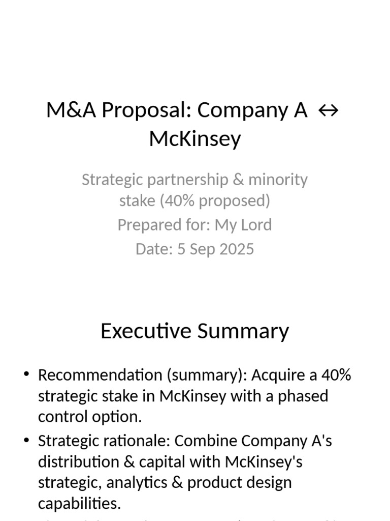M&a McKinsey Proposal Detailed | PDF | Market (Economics) | Financial ...