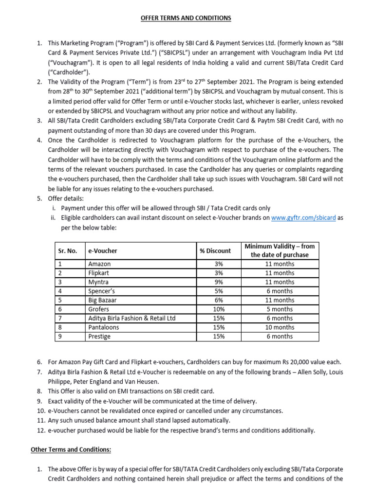 ("Additional Term") : Offer Terms and Conditions | PDF | Credit Card ...