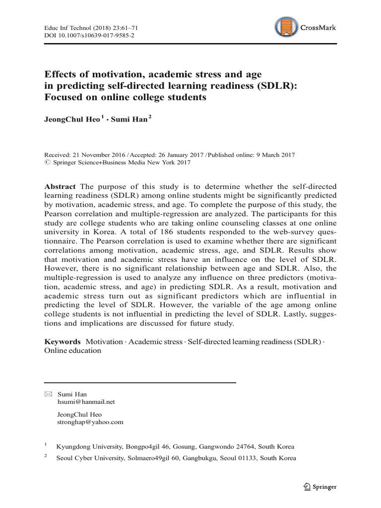 Predicting SDLR in Online College Students | PDF | Statistics ...