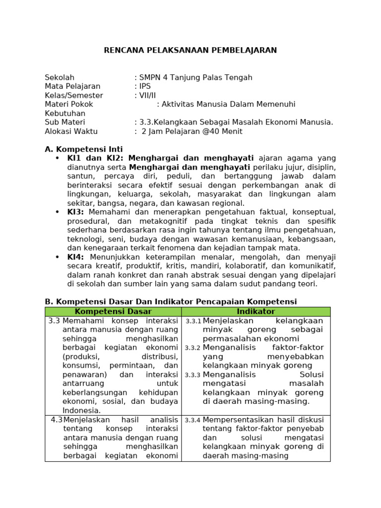 Contoh RPP Aksi Kelompok PPG | PDF