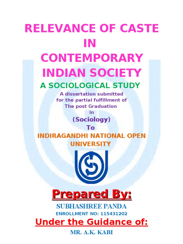 Relevance of Caste IN Contemporary Indian Society: Prepared by | PDF ...