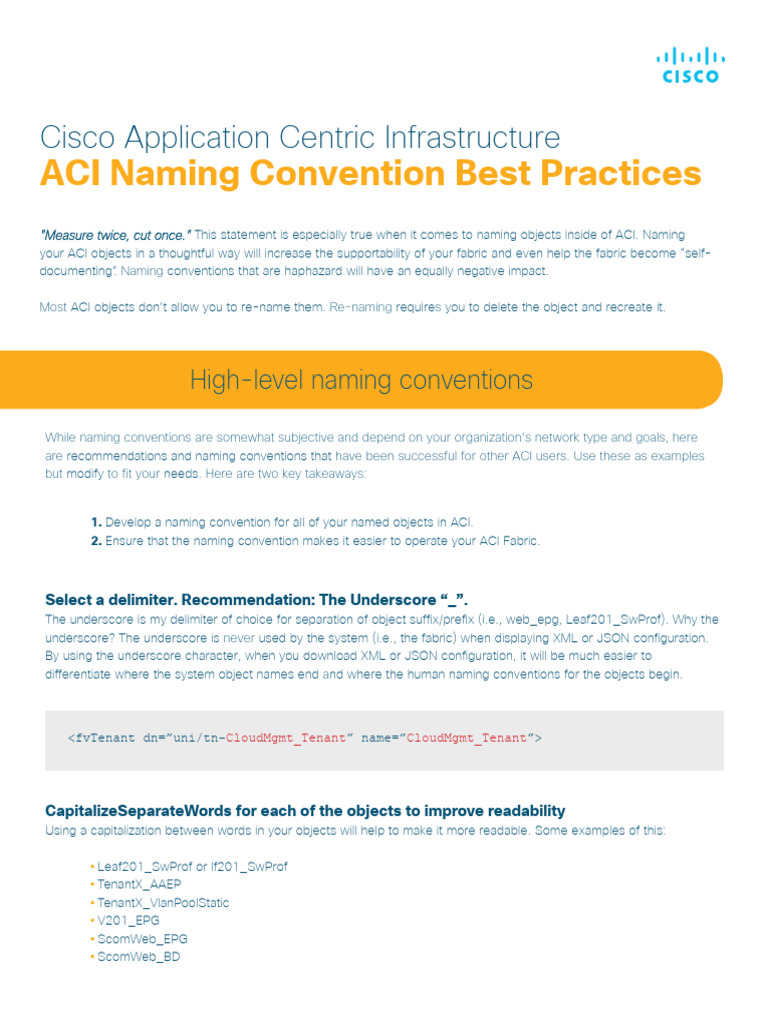 ACI Naming Convention Best Practices | PDF | Computer Network ...