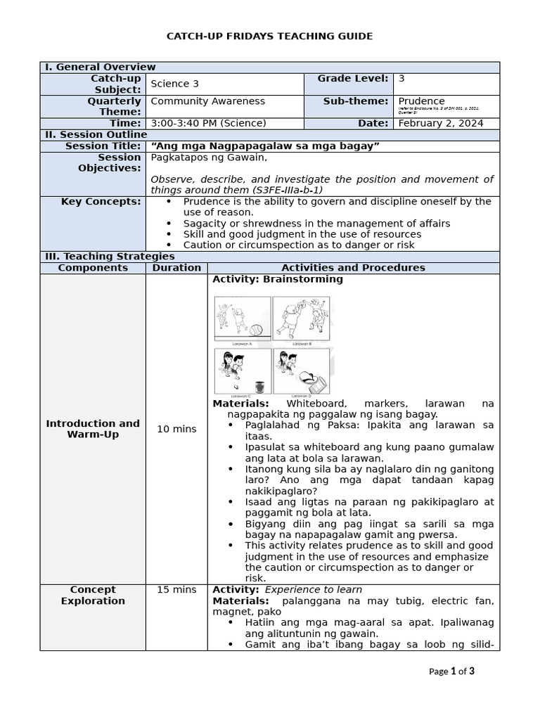 Teaching Guide Catchup Science Values Grade 3 | PDF