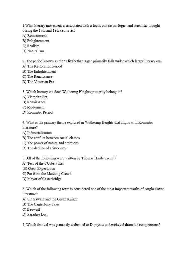 Literature Post UTME Test 1 | PDF
