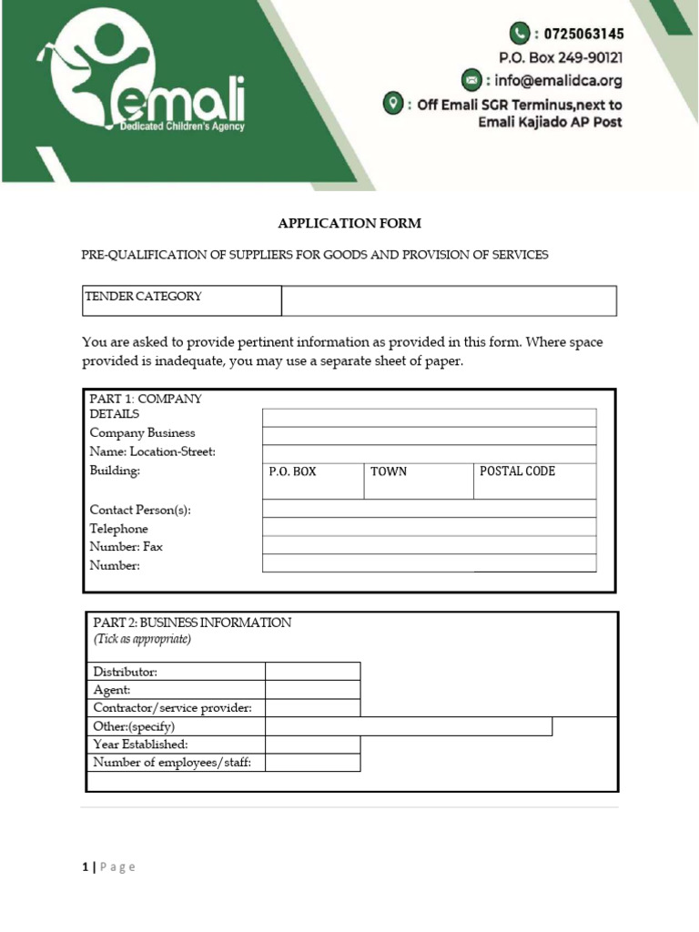 EDCA Supplier Prequalification Form. | PDF