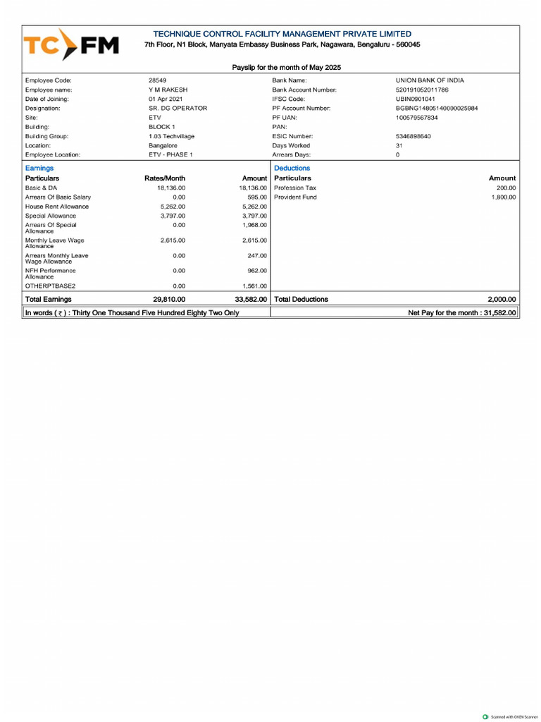 Payslip 2025 2026 5 28549 TCFM | PDF