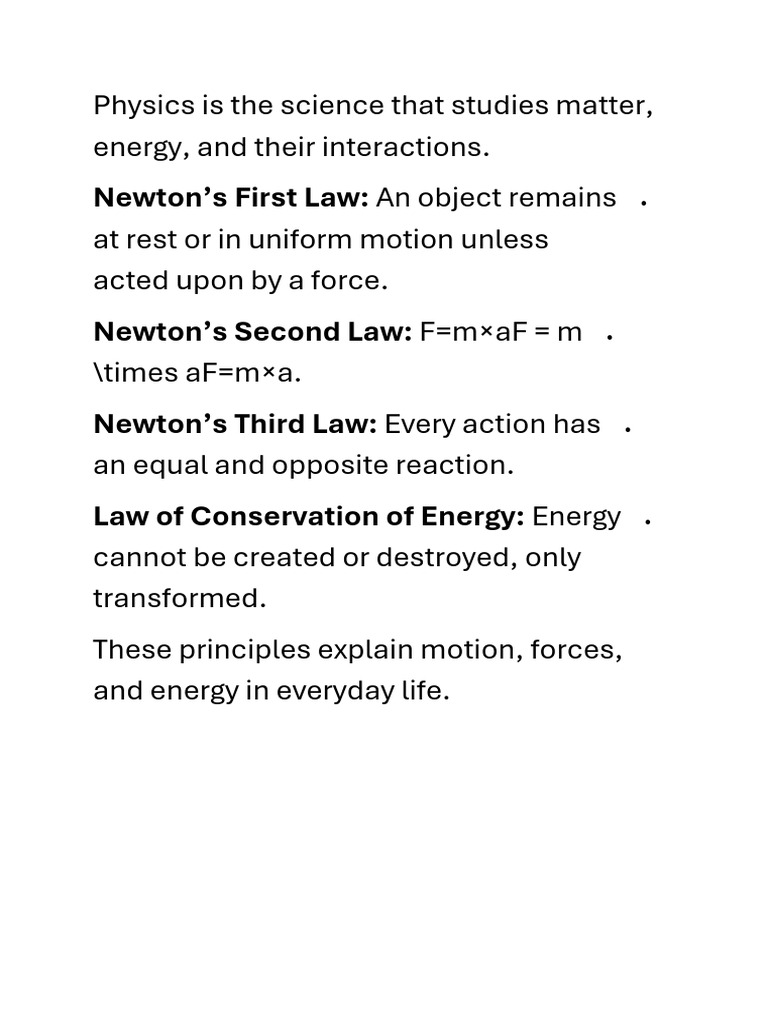 Basic Physics Laws For High School | PDF