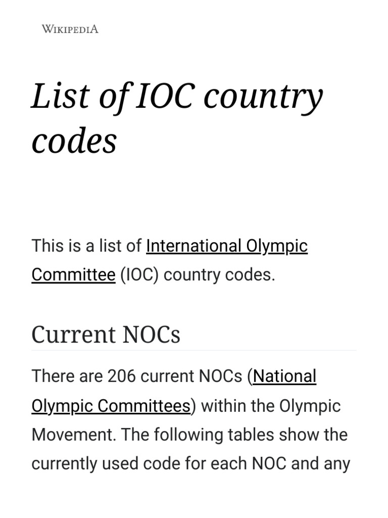 IOC Country Codes Overview | PDF | Olympic Games