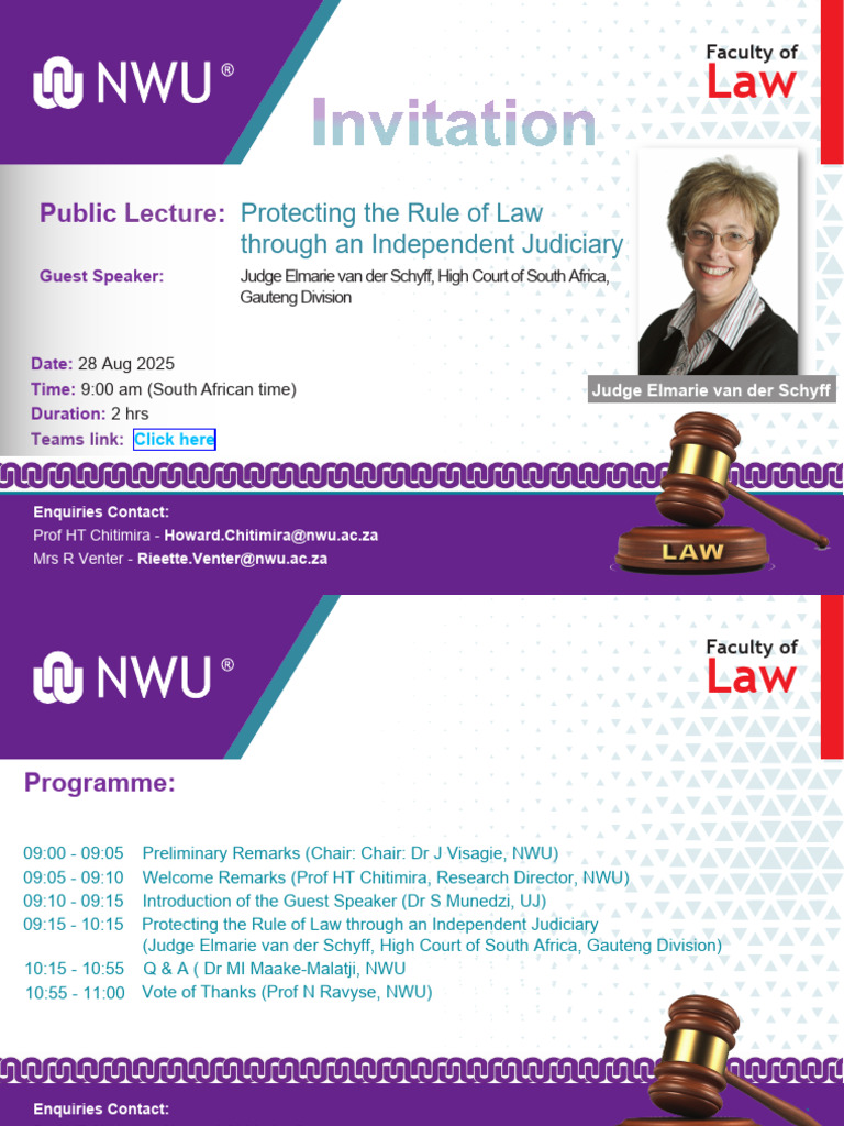 Judge Elmarie van der Schyff Lecture | PDF | Justice | Crime & Violence