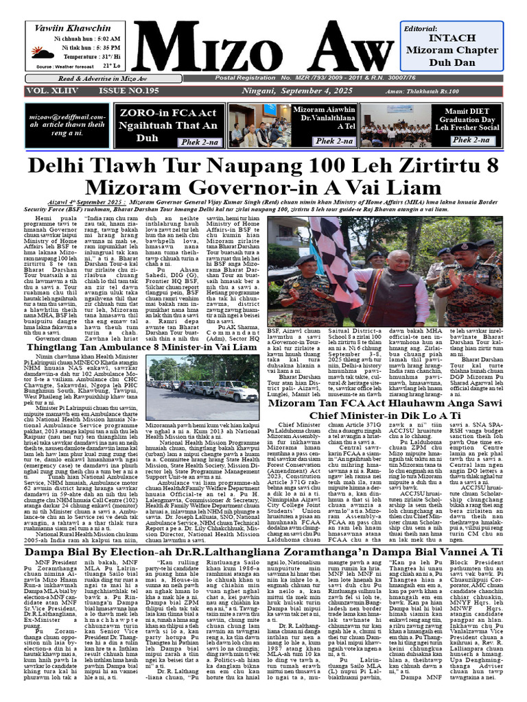 Mizo Aw 4th September 2025 | PDF
