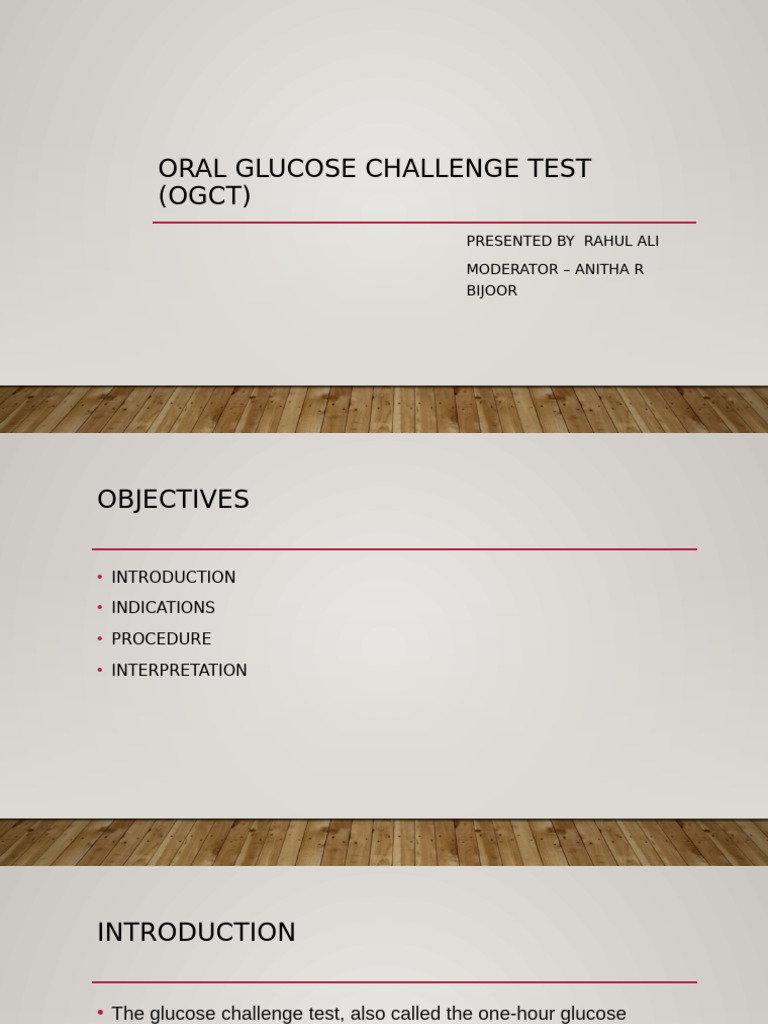 Oral Glucose Challenge Test (Ogct) | PDF