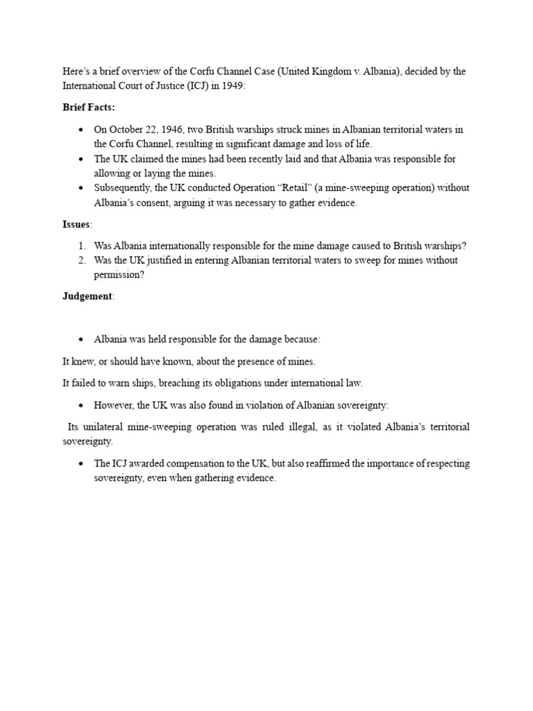 Corfu Channel Case Overview | PDF