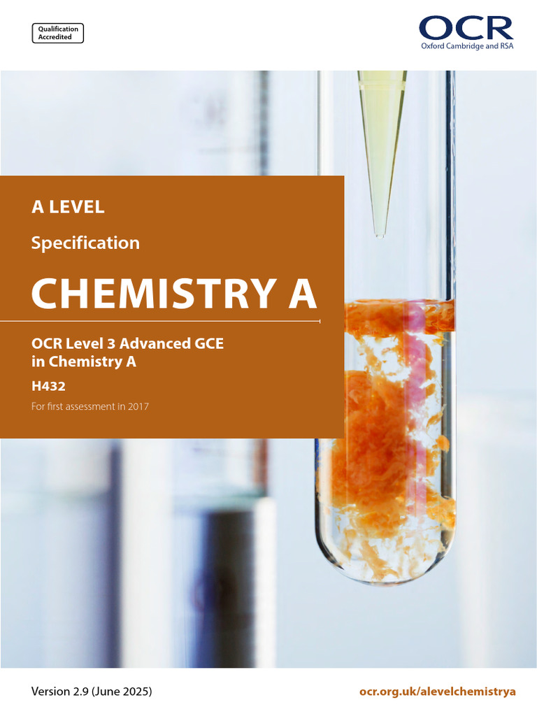 171720 Specification Accredited a Level Gce Chemistry a h432 | PDF ...