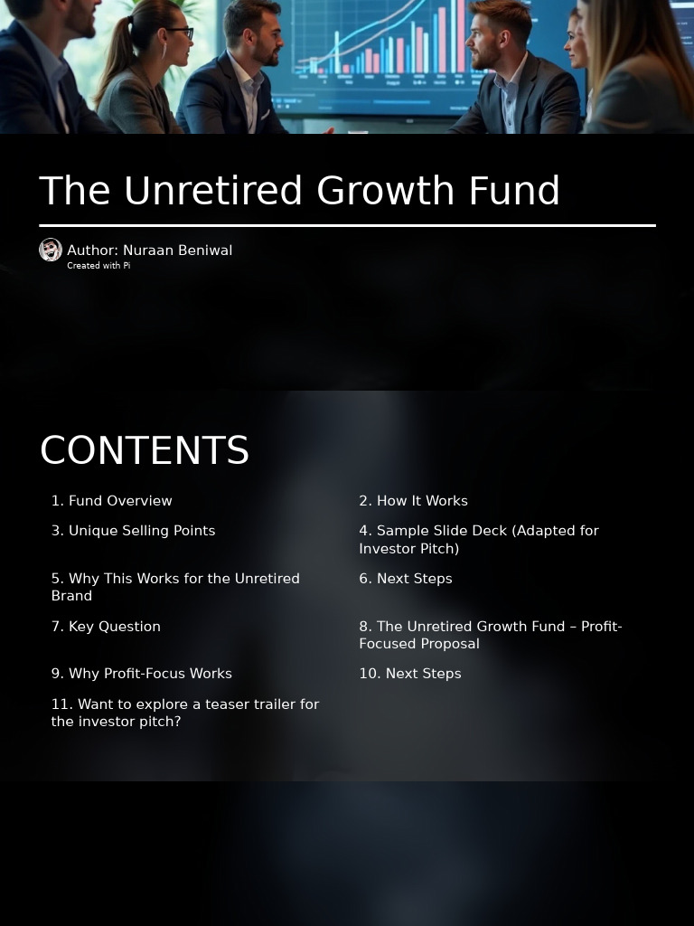 Unretired Growth Fund: Invest in Retirees | PDF | Corporate Finance ...