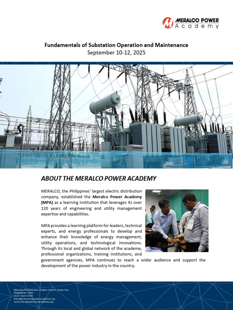 MPA Fundamentals of Substations Brochure | PDF | Scada | Electric Power