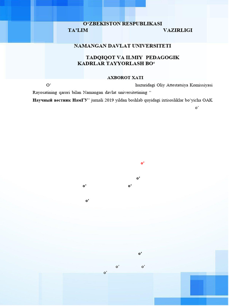 NamDU Axborot Xati 2024 | PDF