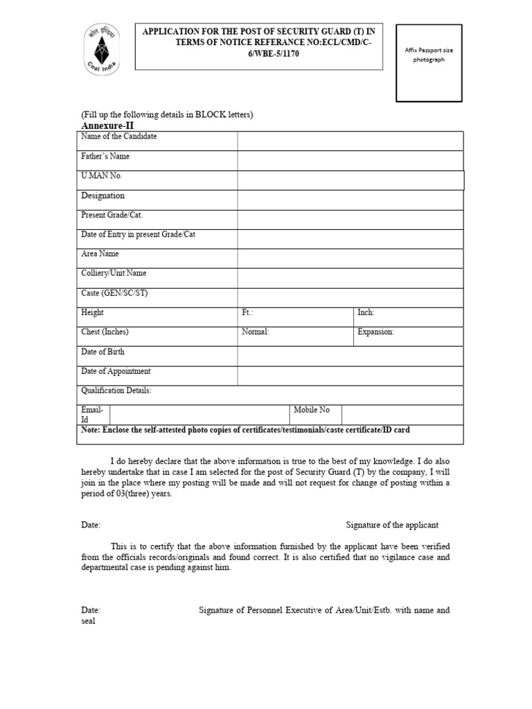 Security Guard Application Form | PDF