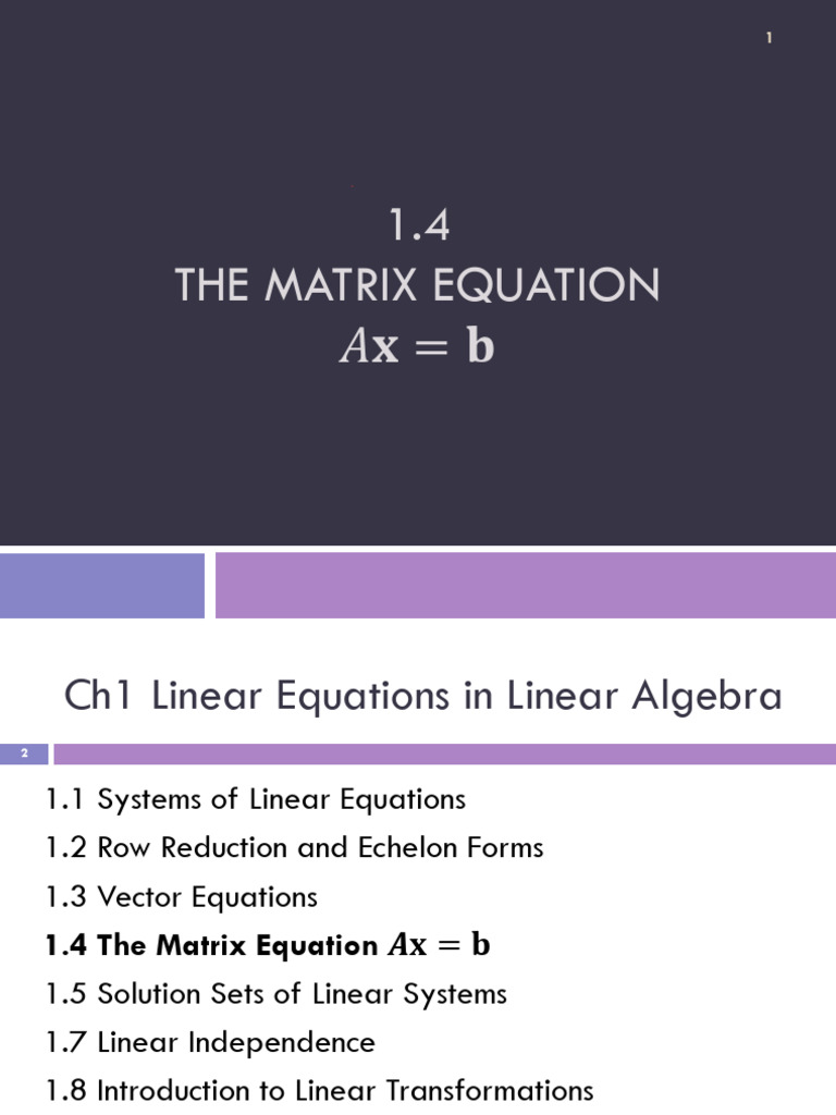 Matrix Equation A x = b Explained | PDF | System Of Linear Equations ...