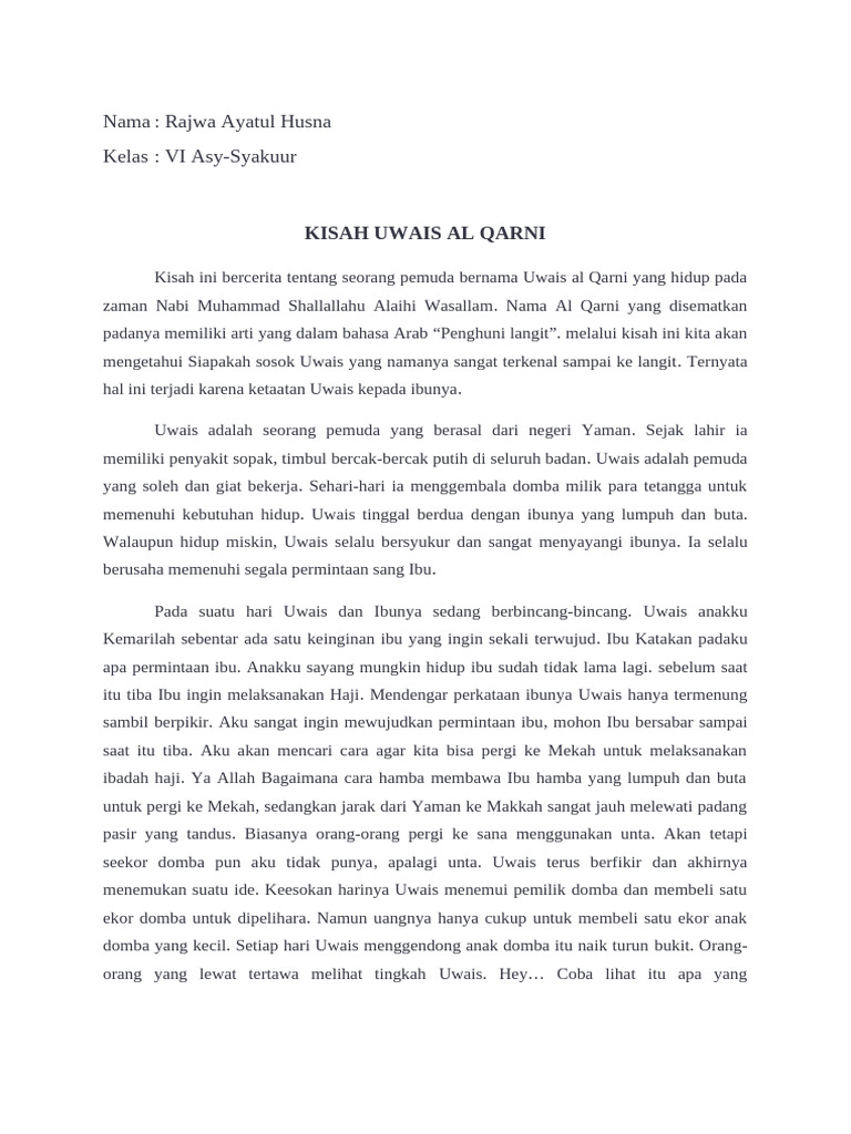 Kisah Uwais Al Qarni yang Menginspirasi | PDF