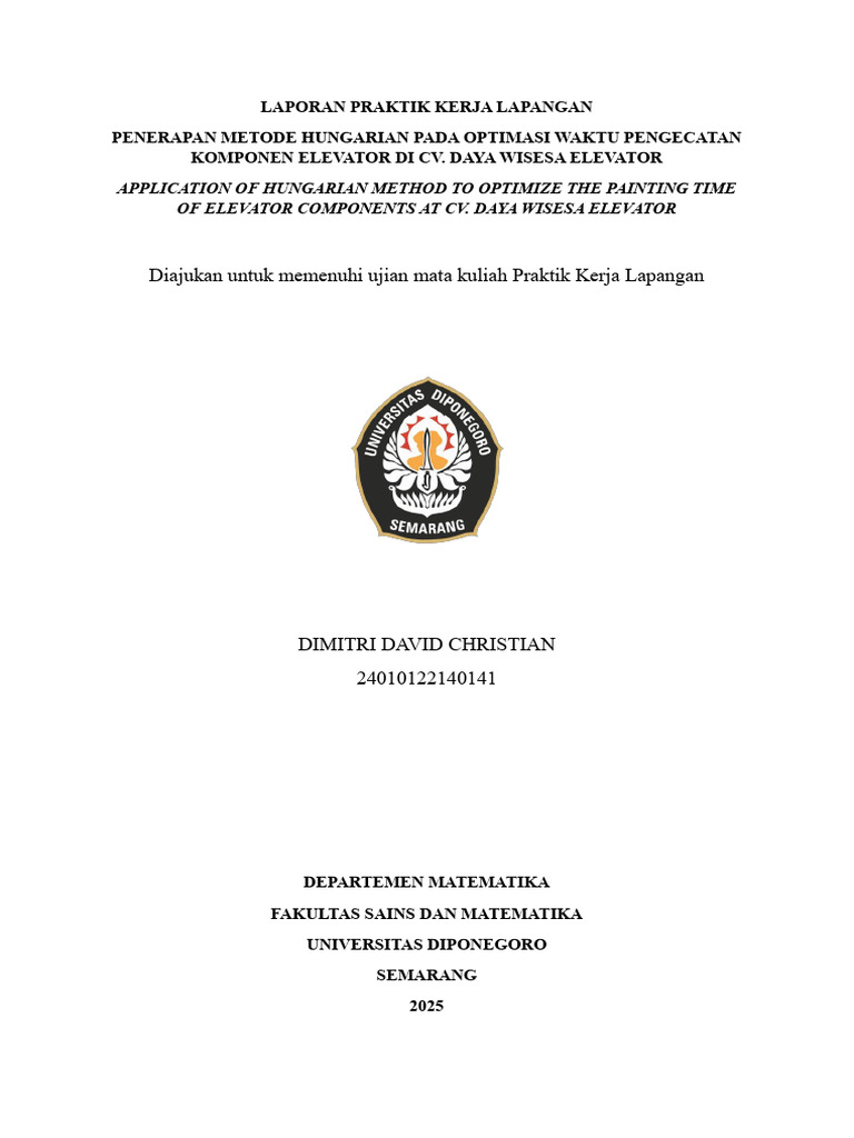 Laporan Penugasan Riset Operasi | PDF