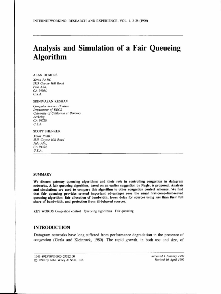24-26. Analysis and Simulation of A Fair Queueing Algorithm by A ...