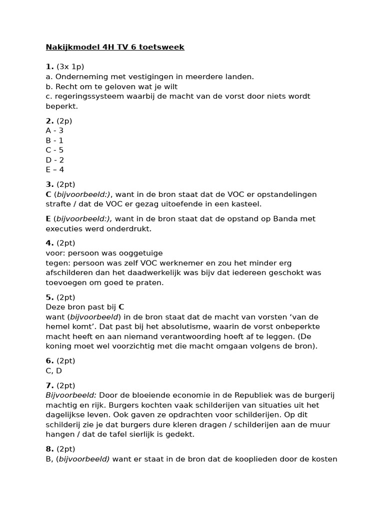 Nakijkmodel 4H TV6 Toetsweek | PDF