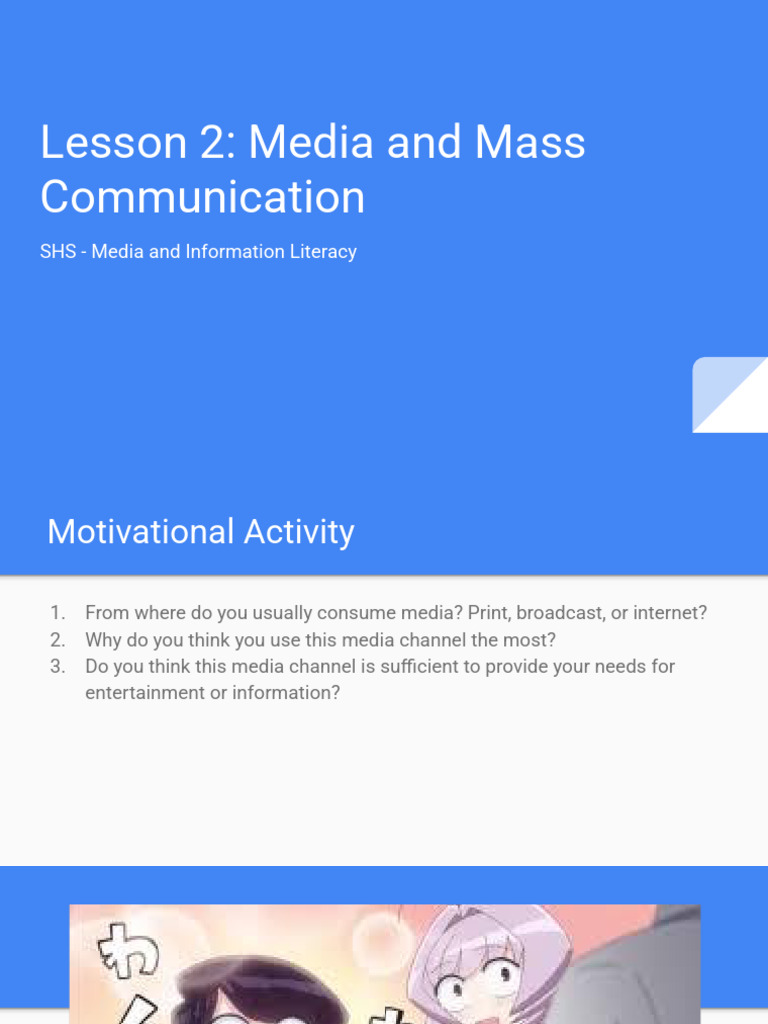 Lesson 2 - Media and Mass Communication | PDF | Communication | Theory