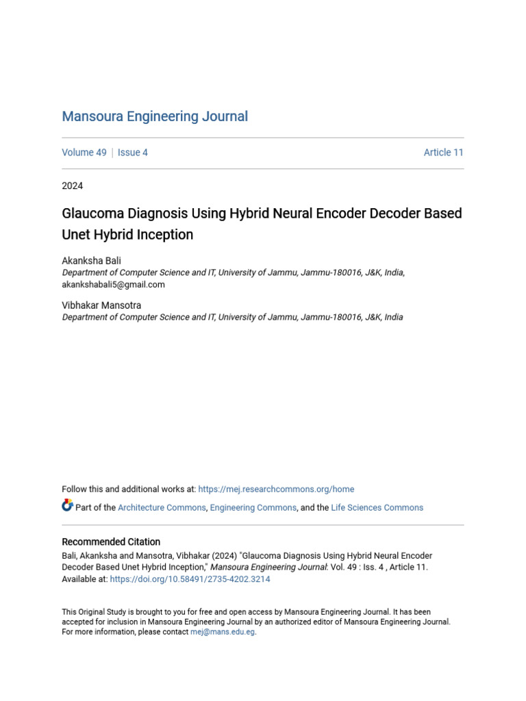 Glaucoma Diagnosis Using Hybrid Neural Encoder Decoder Based Unet | PDF ...