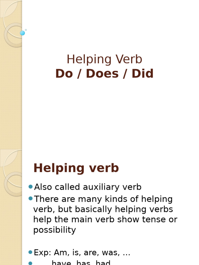 Helping Verb Do Does Did. | PDF