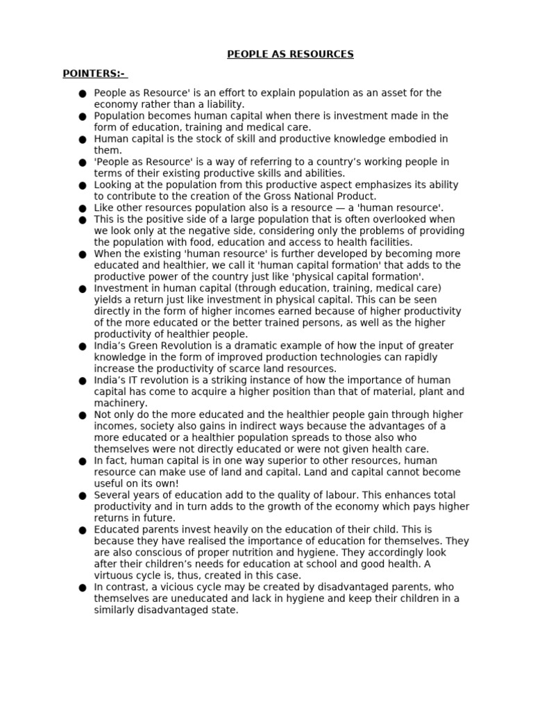 People as Human Resources Explained | PDF | Unemployment | Human Capital