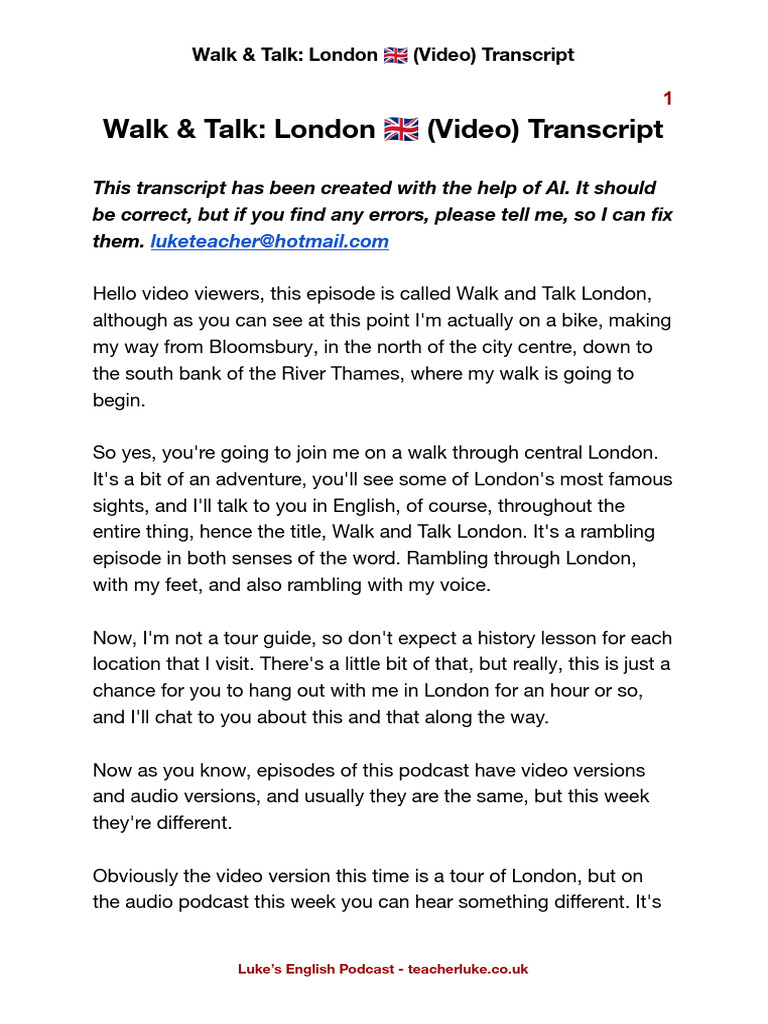 Walk Talk London Video Transcript | PDF | 221 B Baker Street | Battle ...