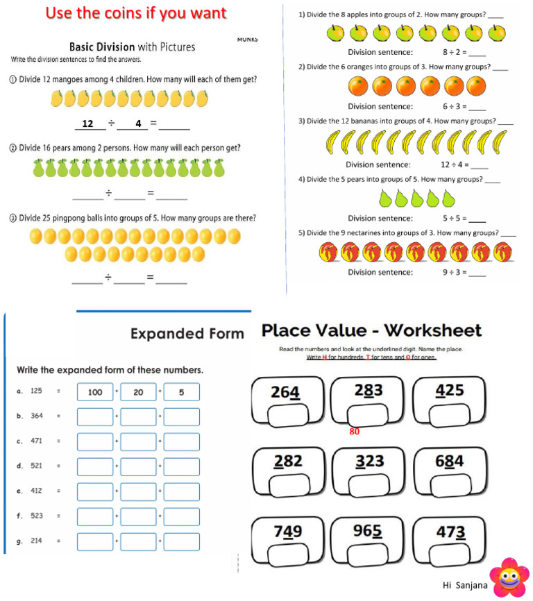 Division and Place Value Gr-3 HW | PDF