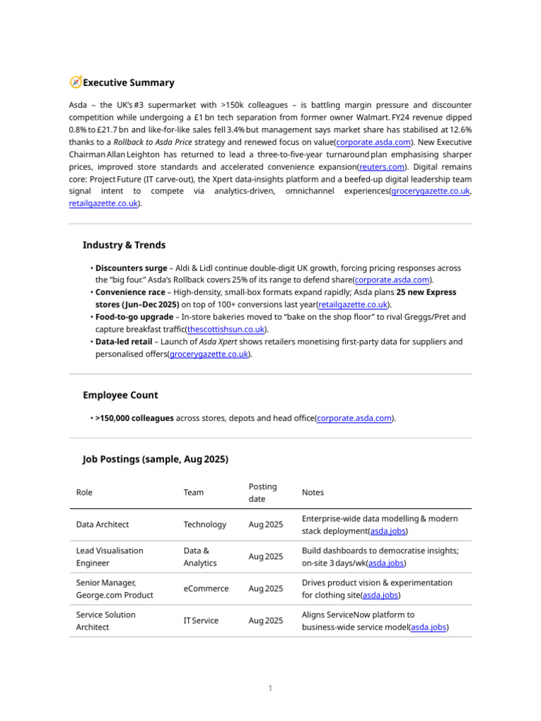 Asda Account Research 2025-08-20 | PDF | Business | Business Economics