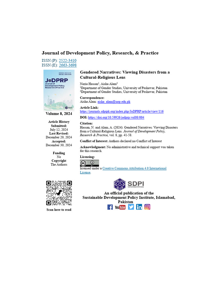 Gendered Views on Disasters in Pakistan | PDF | Hazards | Natural Disasters