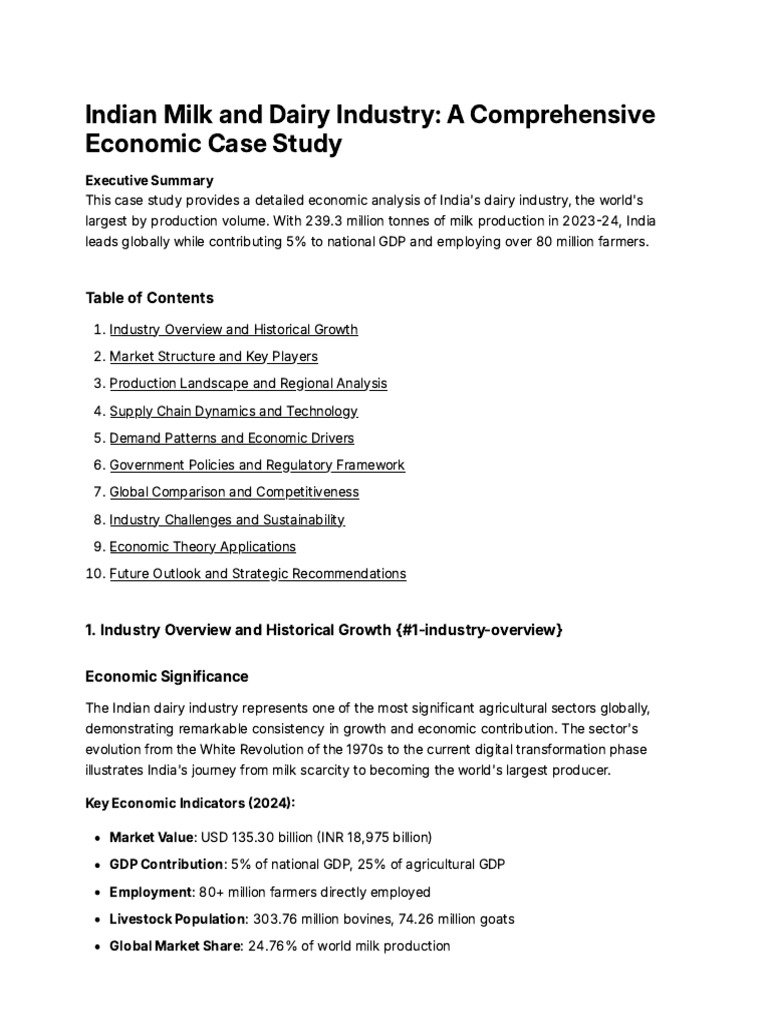 India's Dairy Industry Economic Analysis | PDF | Elasticity (Economics ...