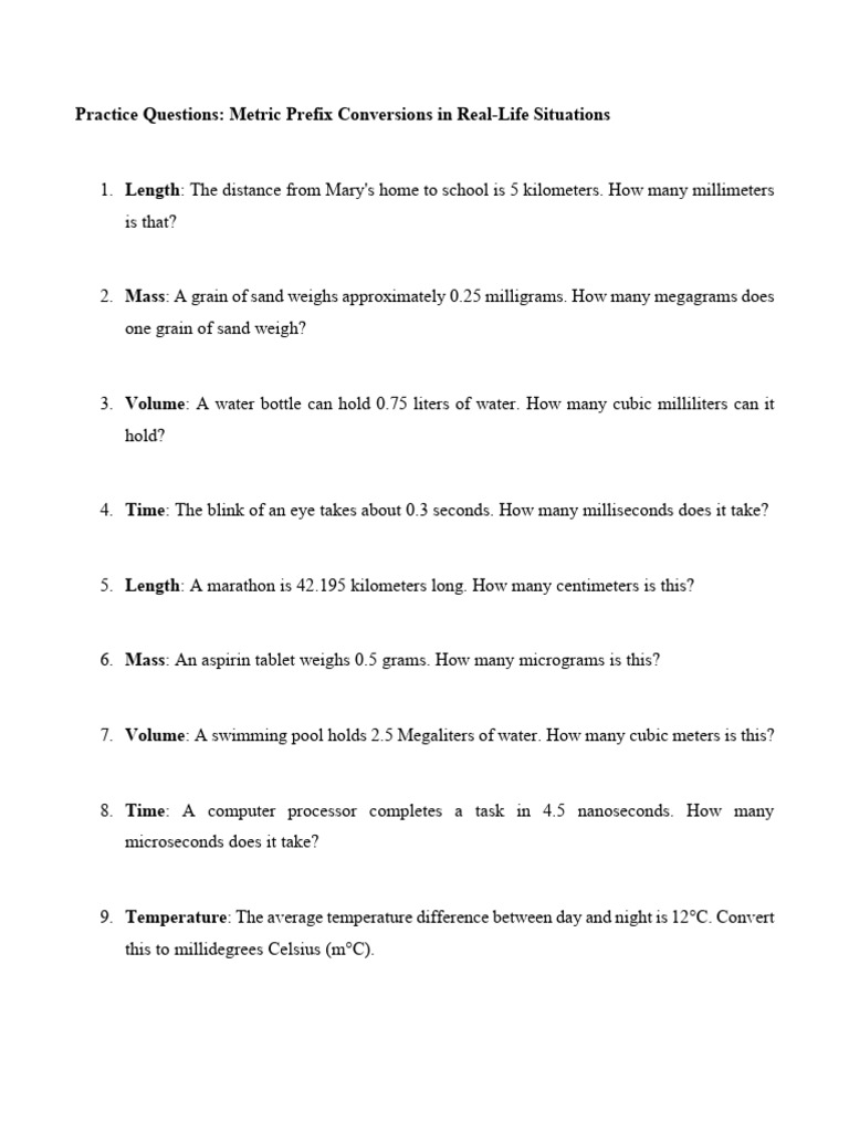 Units of Measurement Practice | PDF