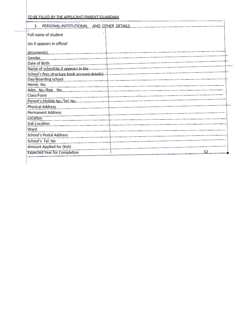 To Be Filled by The Applicant | PDF