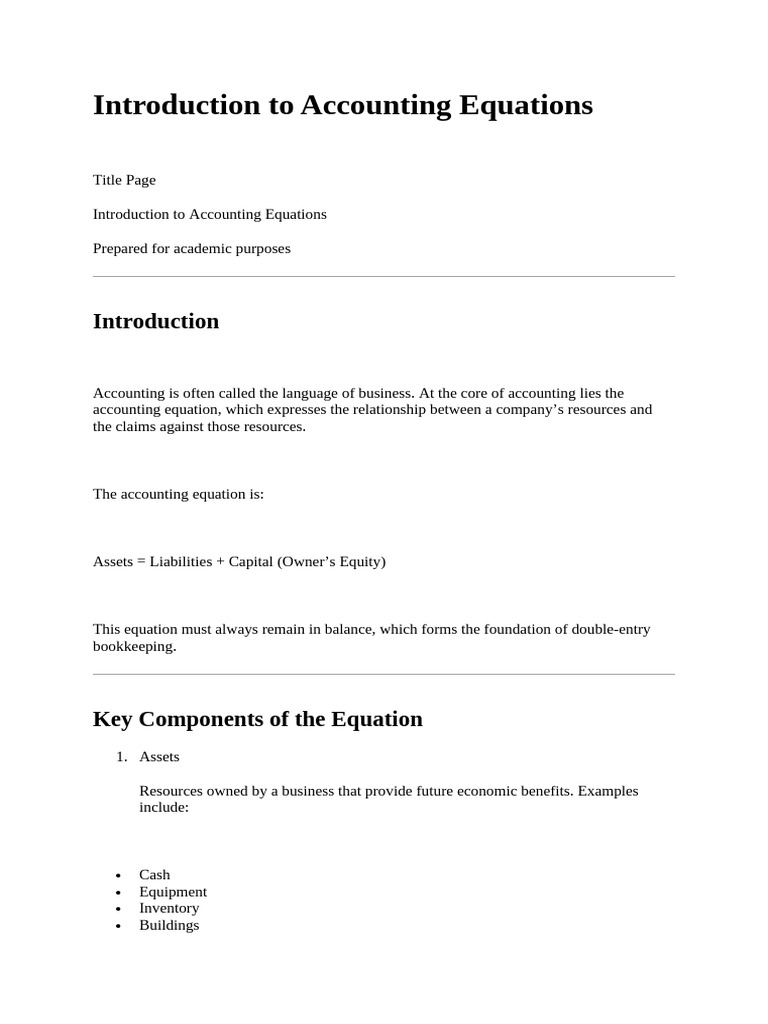 Understanding Accounting Equations | PDF