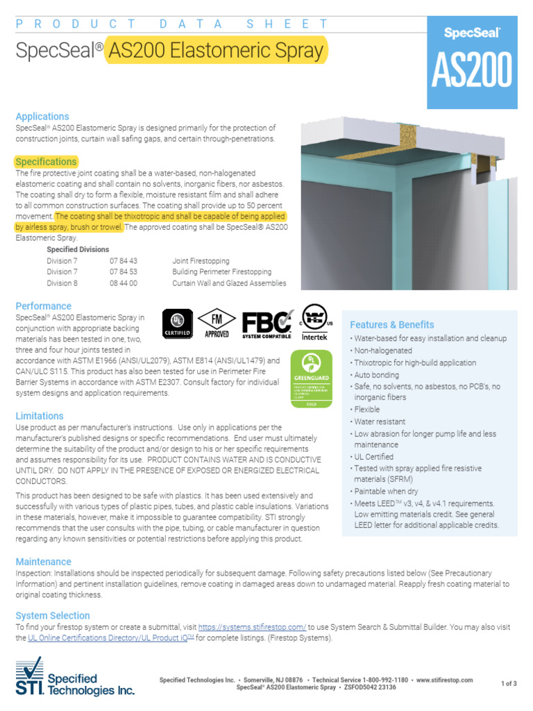 SpecSeal AS200 Elastomeric Spray Guide | PDF | Pipe (Fluid Conveyance ...