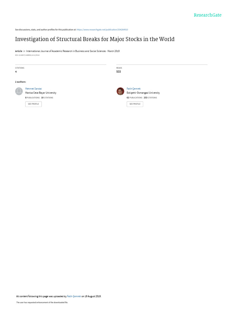 2019 Snadal Investigation of Structural Breaks For Major Stock | PDF ...