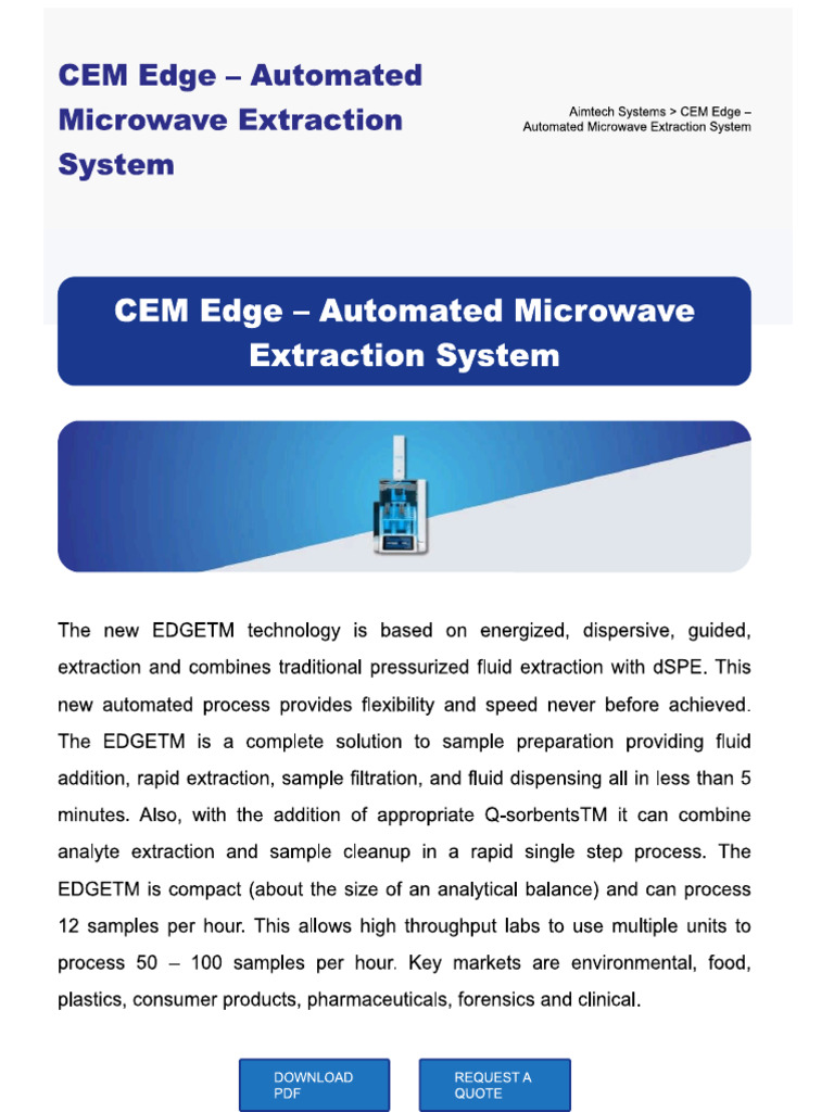CEM Edge - Automated Microwave Extraction System - Aimtech Systems | PDF