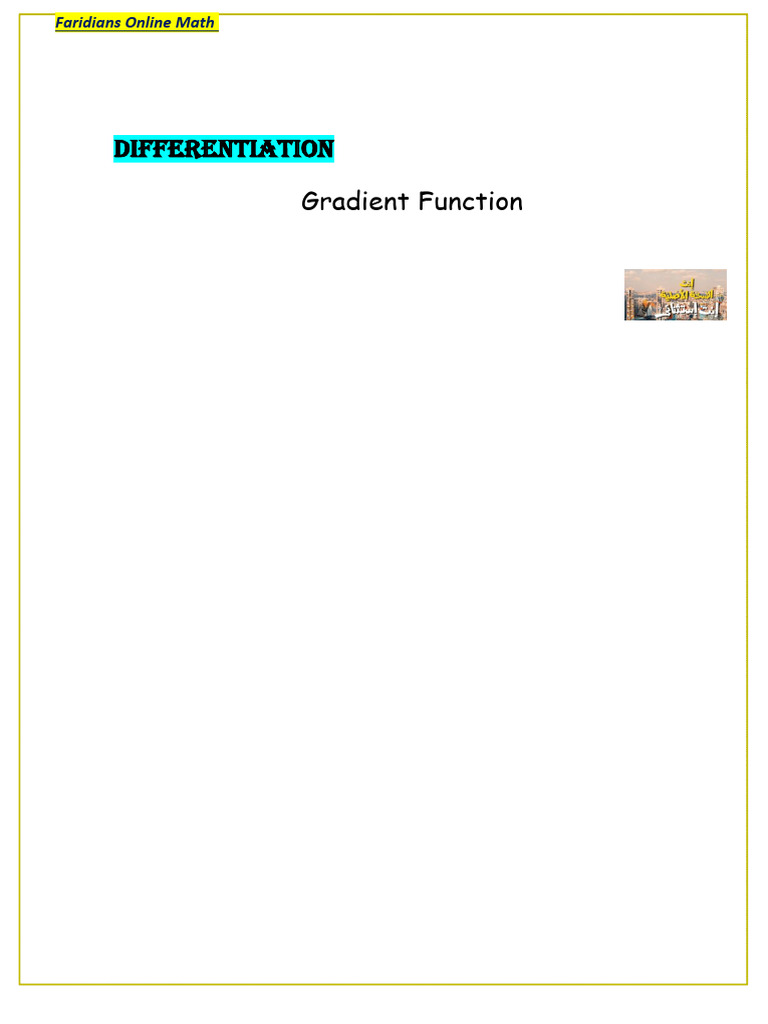 Differentiation (Gradient Function) (Class Handouts) | PDF | Derivative | Gradient