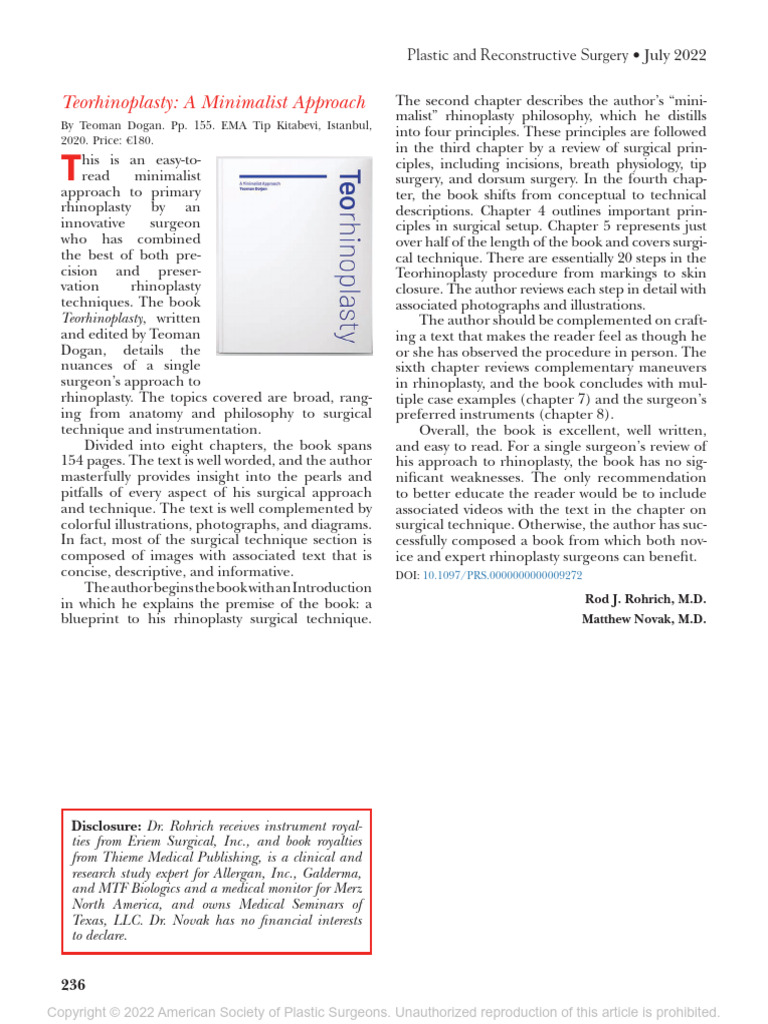 Teorhinoplasty A Minimalist Approach.51 | PDF | Surgeon | Medicine