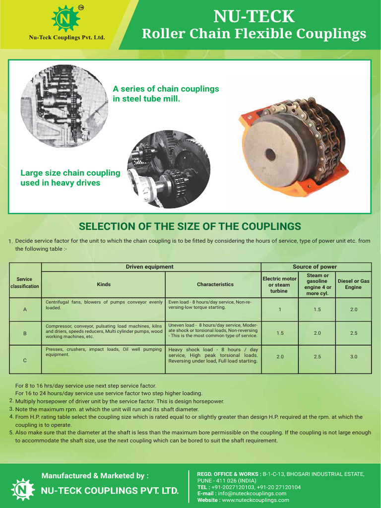 NU-TECK Roller Chain Couplings Guide | PDF | Engines | Mechanical ...