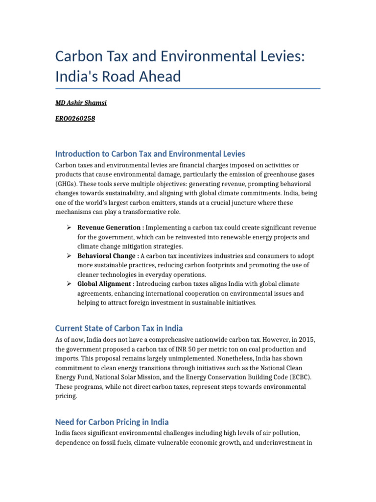 Carbon Tax Research Paper Ashir Shamsi Updated | PDF | Carbon Tax ...