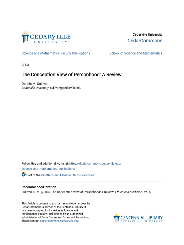 The Conception View of Personhood - A Review | PDF | Image Of God | God