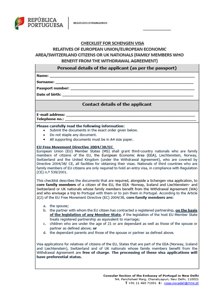 Checklist For Schengen Visa Relatives | PDF | Travel Visa | European Economic Area