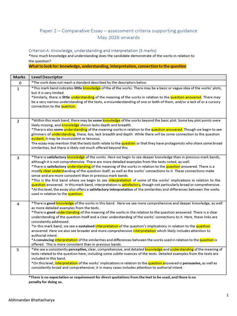 IB English Paper 2 Assessment Criteria | PDF | Essays | Accuracy And ...